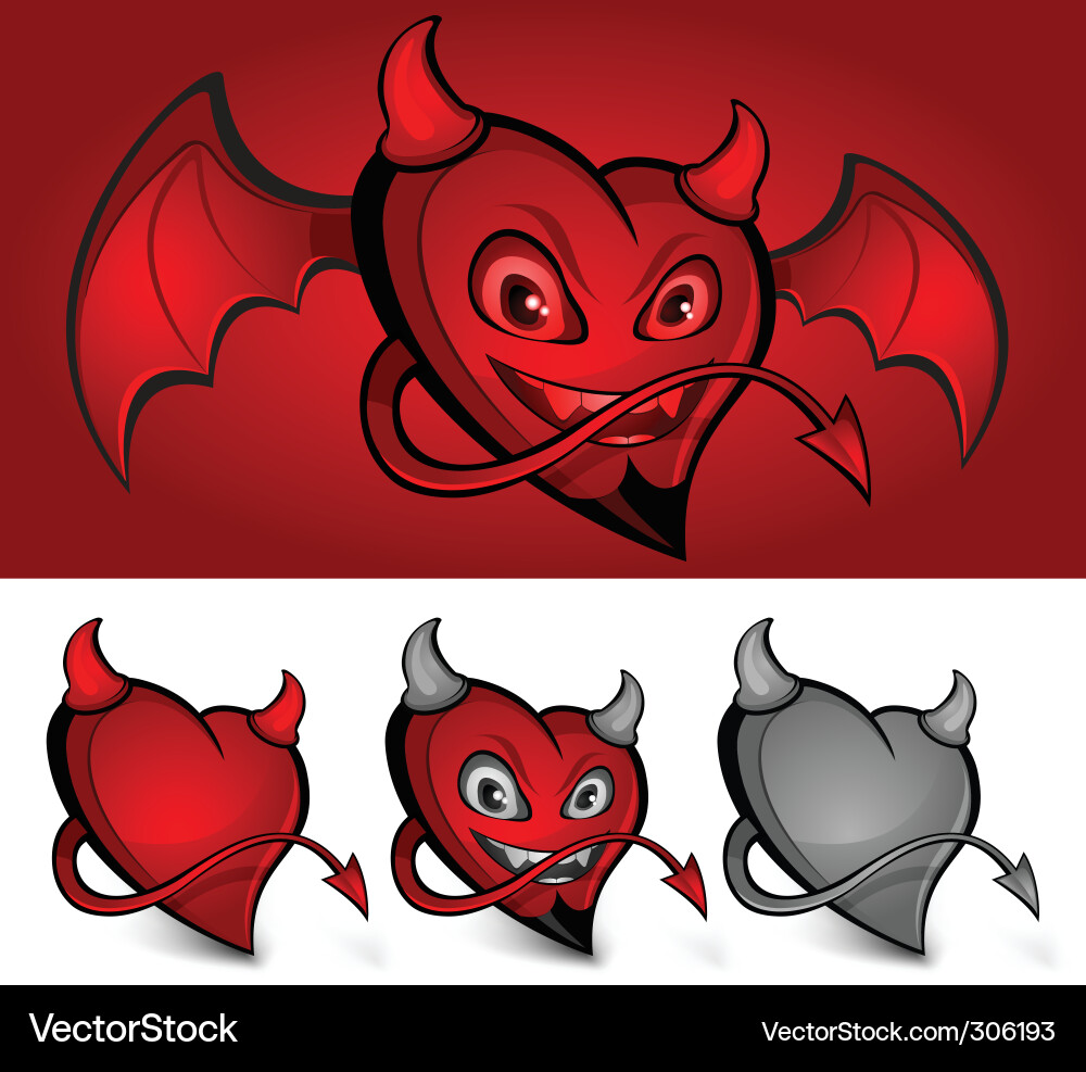 Devil face heart Royalty Free Vector Image - VectorStock