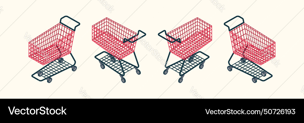 Empty red colored pushcart or shopping cart Vector Image