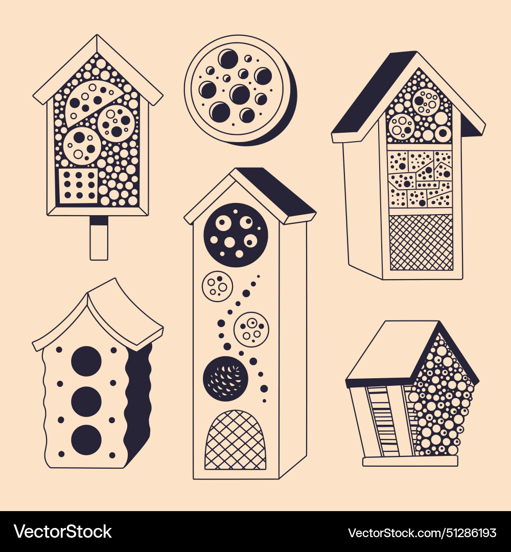 Insect bug hotel diy wood house with natural Vector Image
