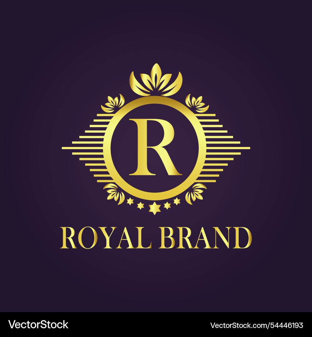 Letter r luxury gold logo concept Royalty Free Vector Image