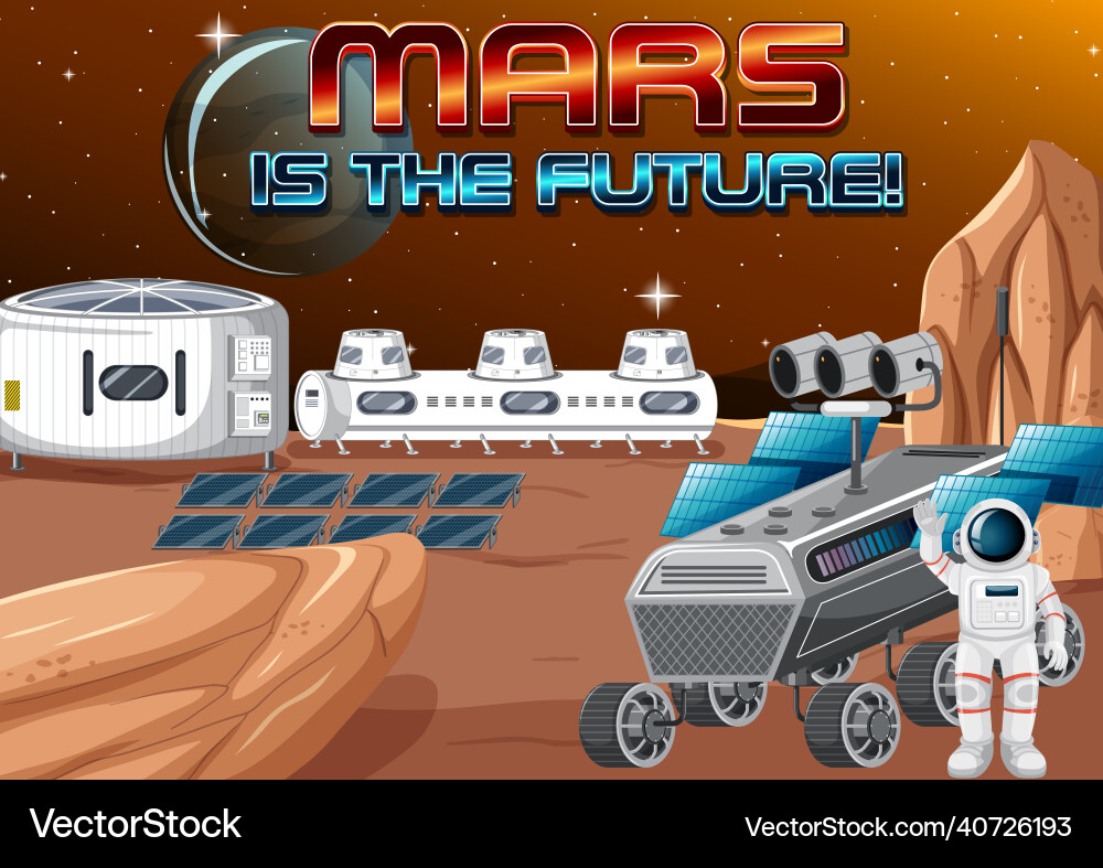 Mars is the future poster design Royalty Free Vector Image