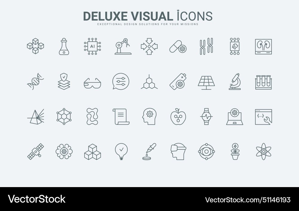 Nanotechnology line icons set laboratory Vector Image