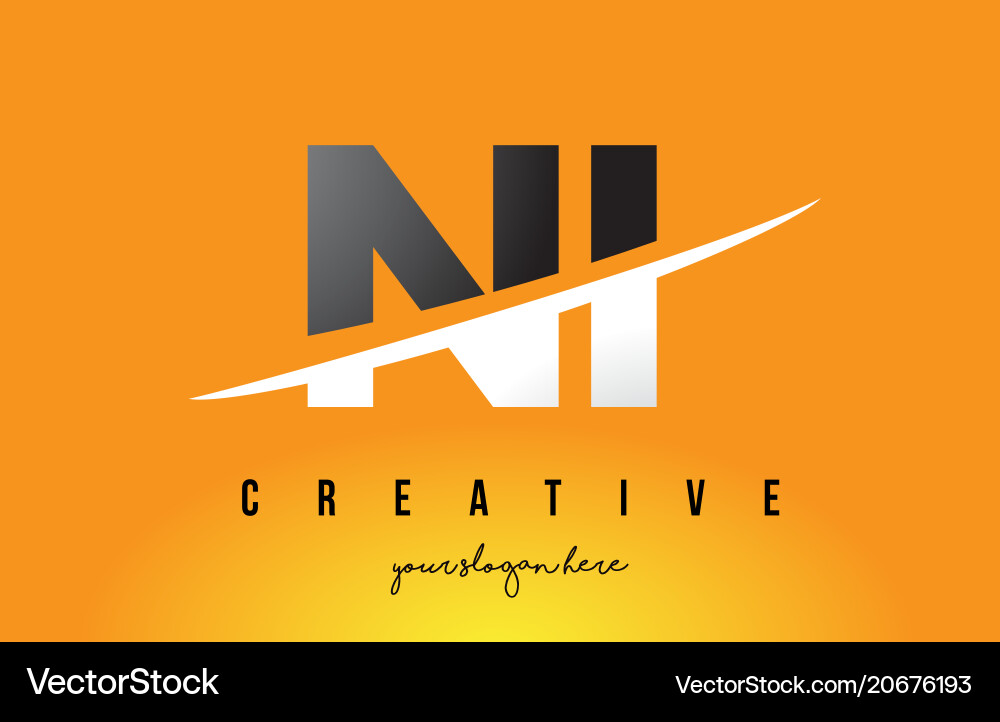 Ni n i letter modern logo design with yellow Vector Image
