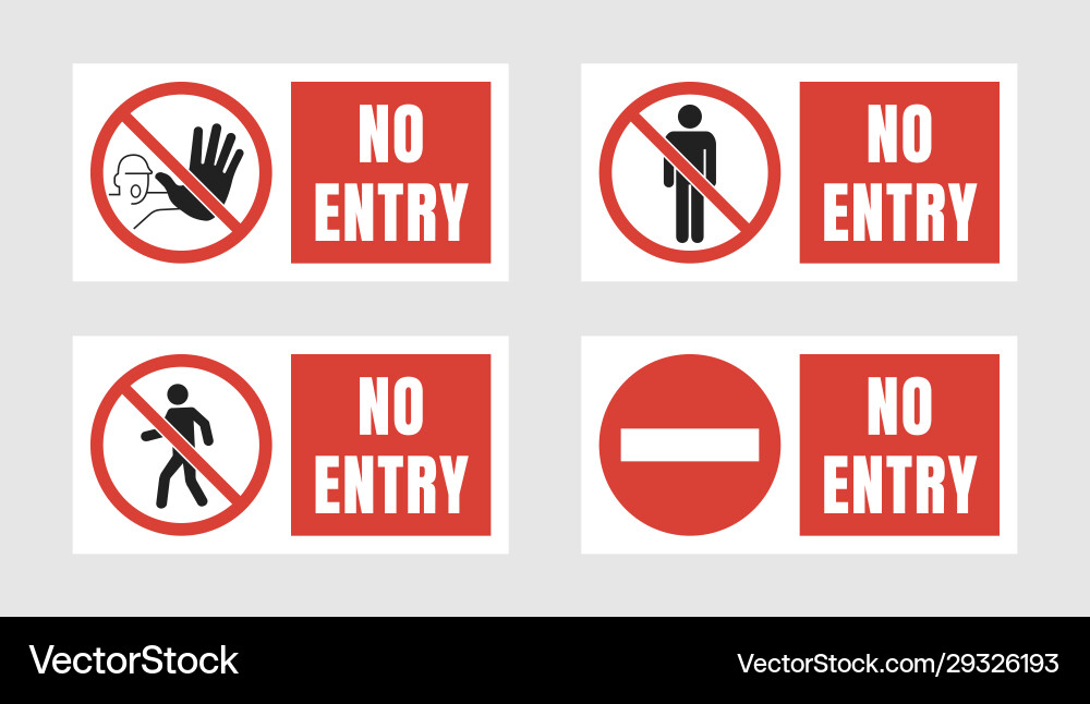 No entry sign set people allowed labels Royalty Free Vector