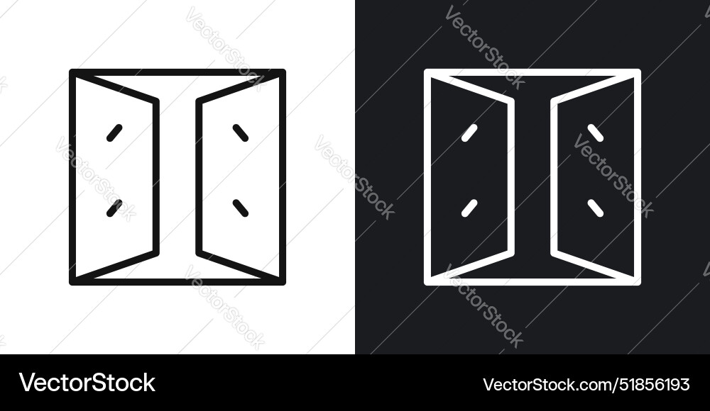 Open window icon set in black and white outlines Vector Image