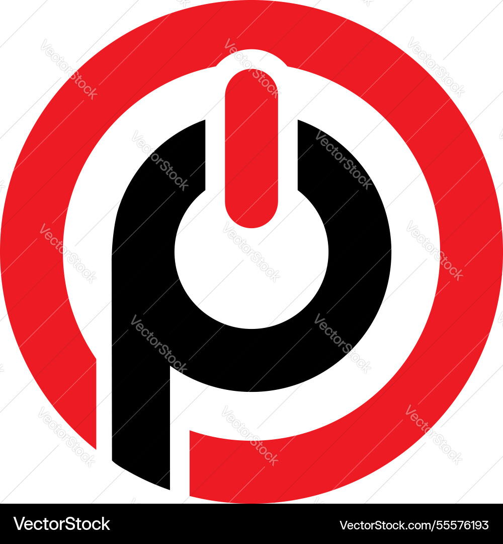 Power button logo design letter p Royalty Free Vector Image