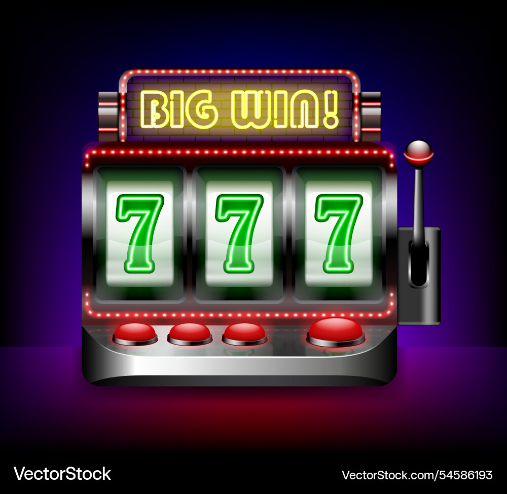 Realistic detailed 3d slot machine one arm bandit Vector Image