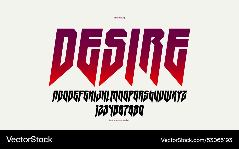 Sharp and bold italic display font for logo Vector Image