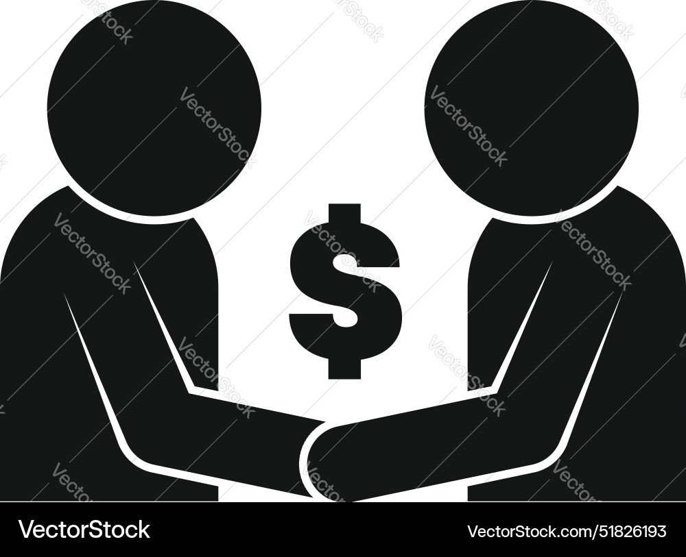 Two businessmen shaking hands making a deal icon Vector Image