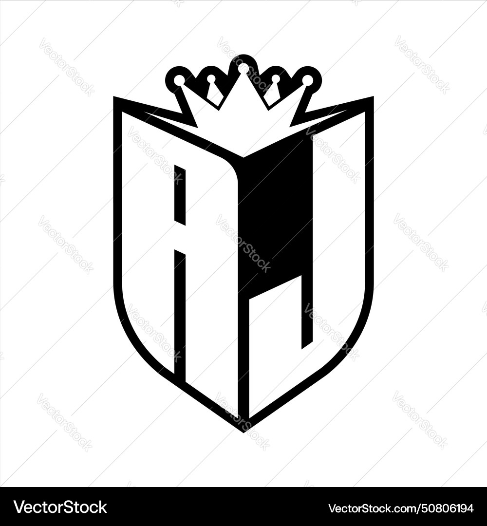 Aj letter bold monogram with shield shape Vector Image