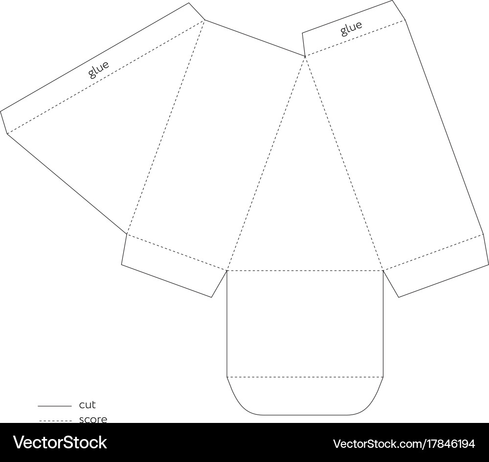 Cake slice box cutout template favor Royalty Free Vector