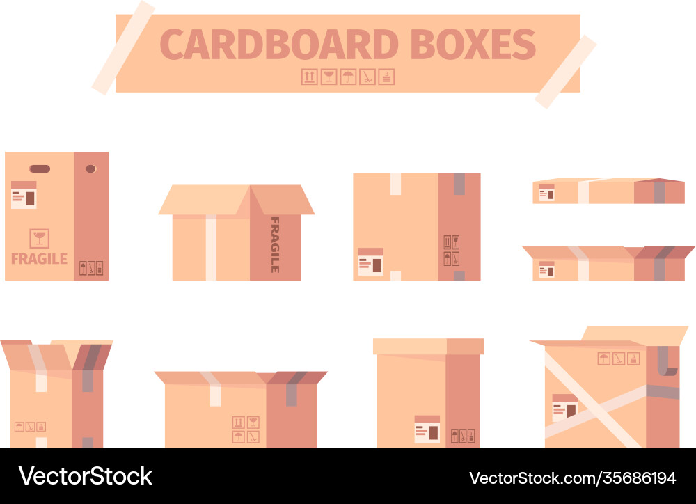 Cardboard boxes delivery packages shipping Vector Image