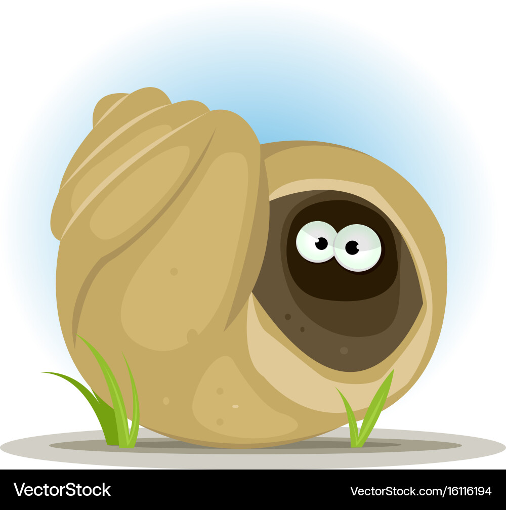 Cartoon animal eyes inside shell Royalty Free Vector Image