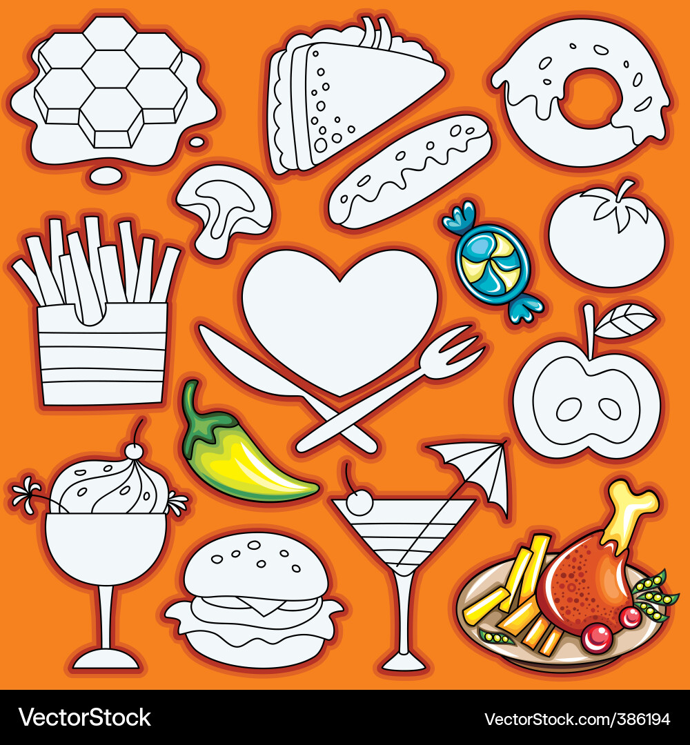 Doodle food elements Royalty Free Vector Image