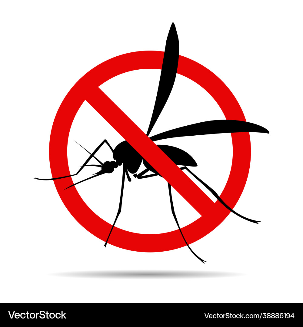 Mosquito Stop Sign - Insect Warning Royalty Free Vector
