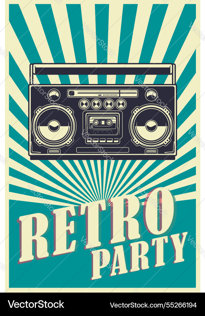 Retro party poster template with style Royalty Free Vector