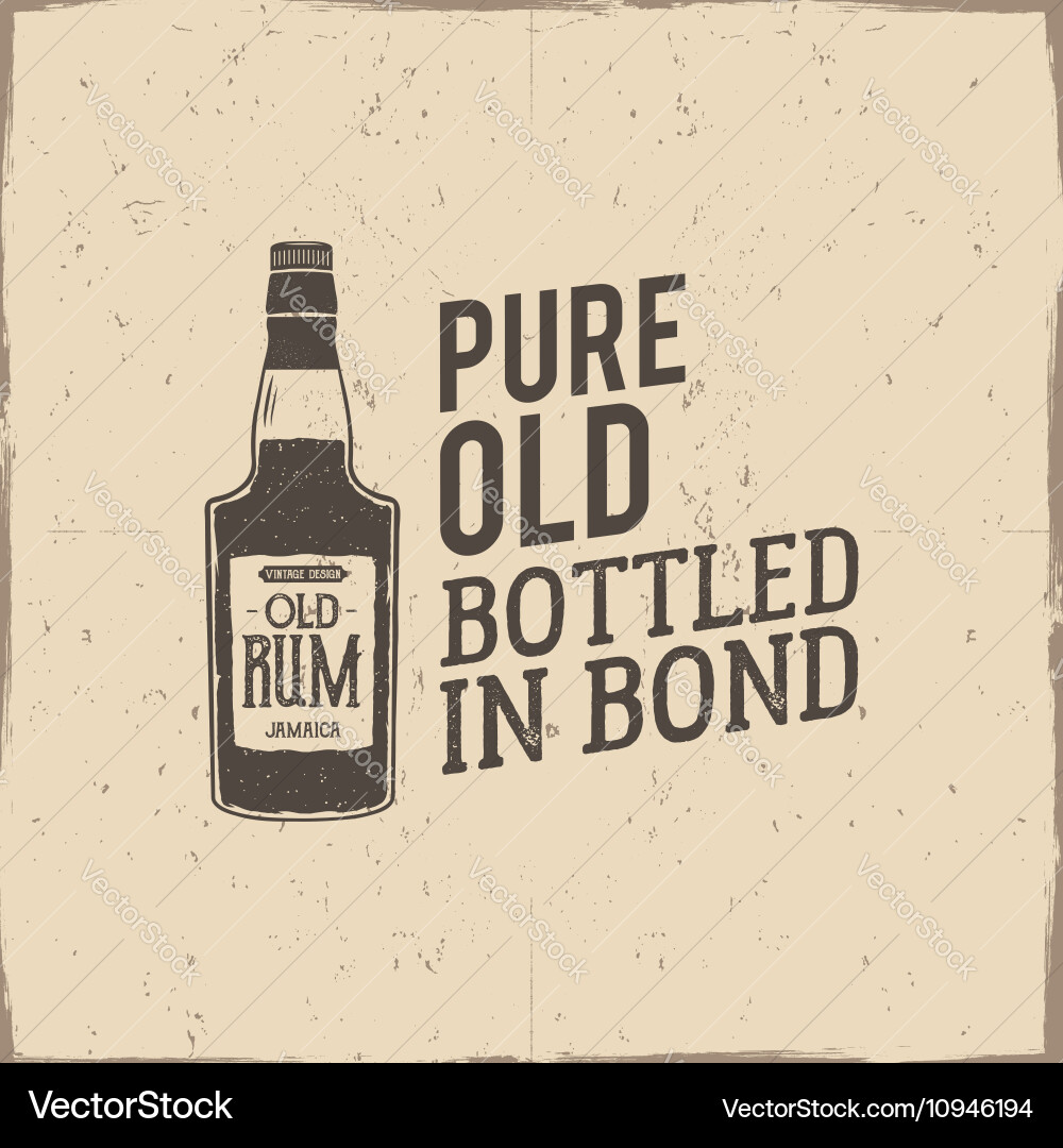 Vintage handcrafted label emblem with old rum Vector Image