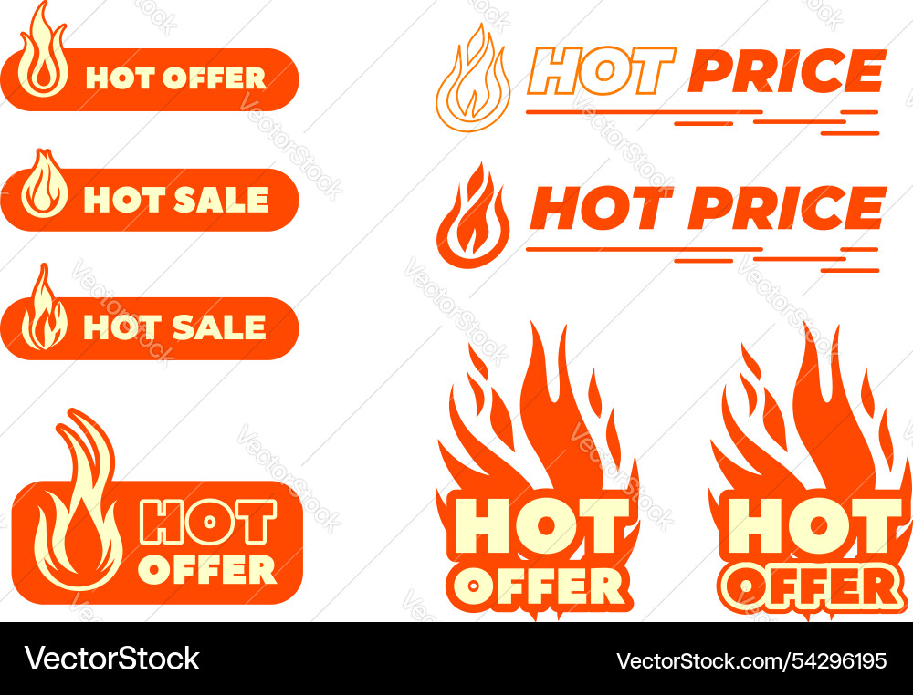 Fire flame hot sale labek icon Royalty Free Vector Image