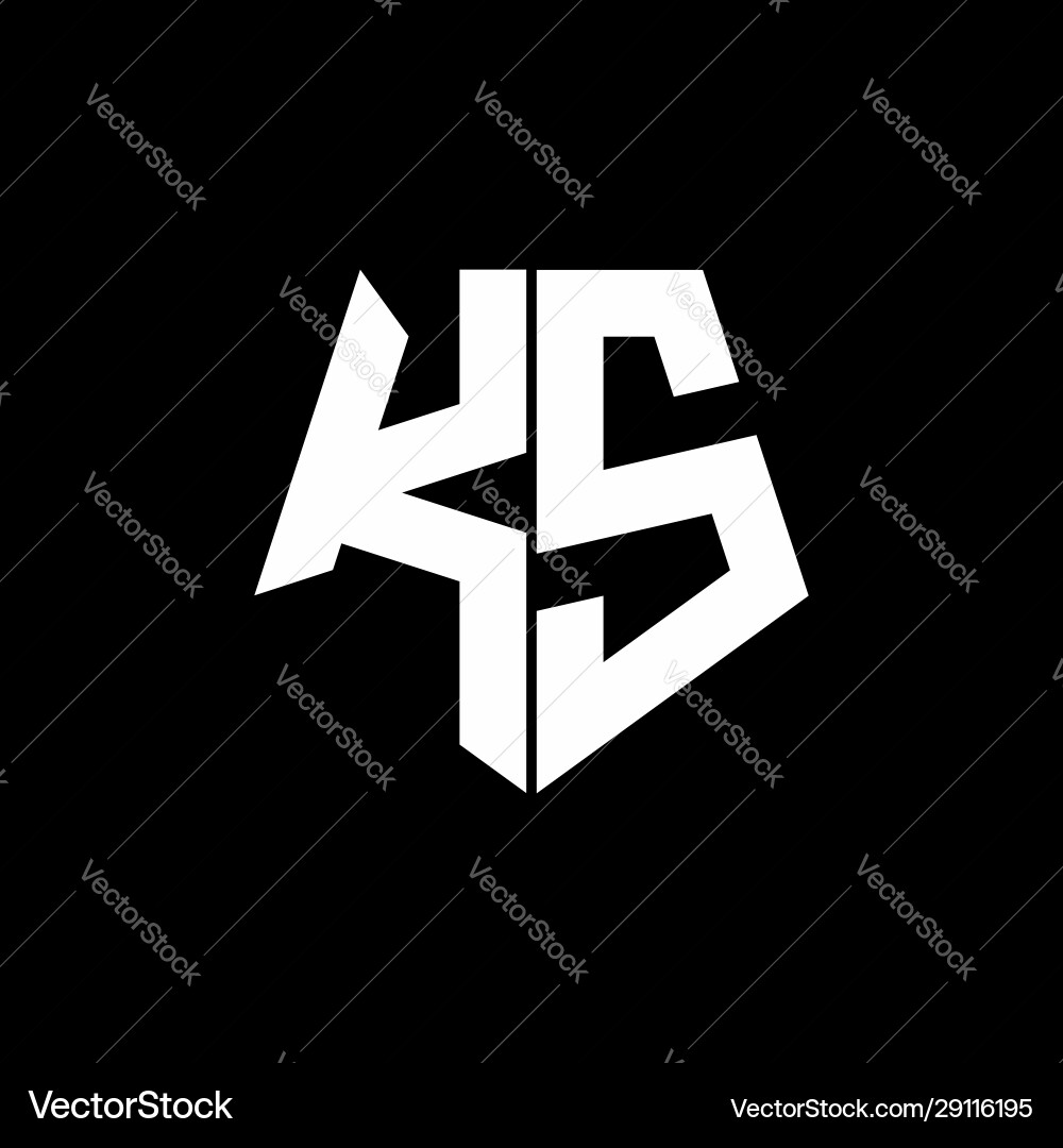 Ks logo monogram with pentagon shape style design Vector Image