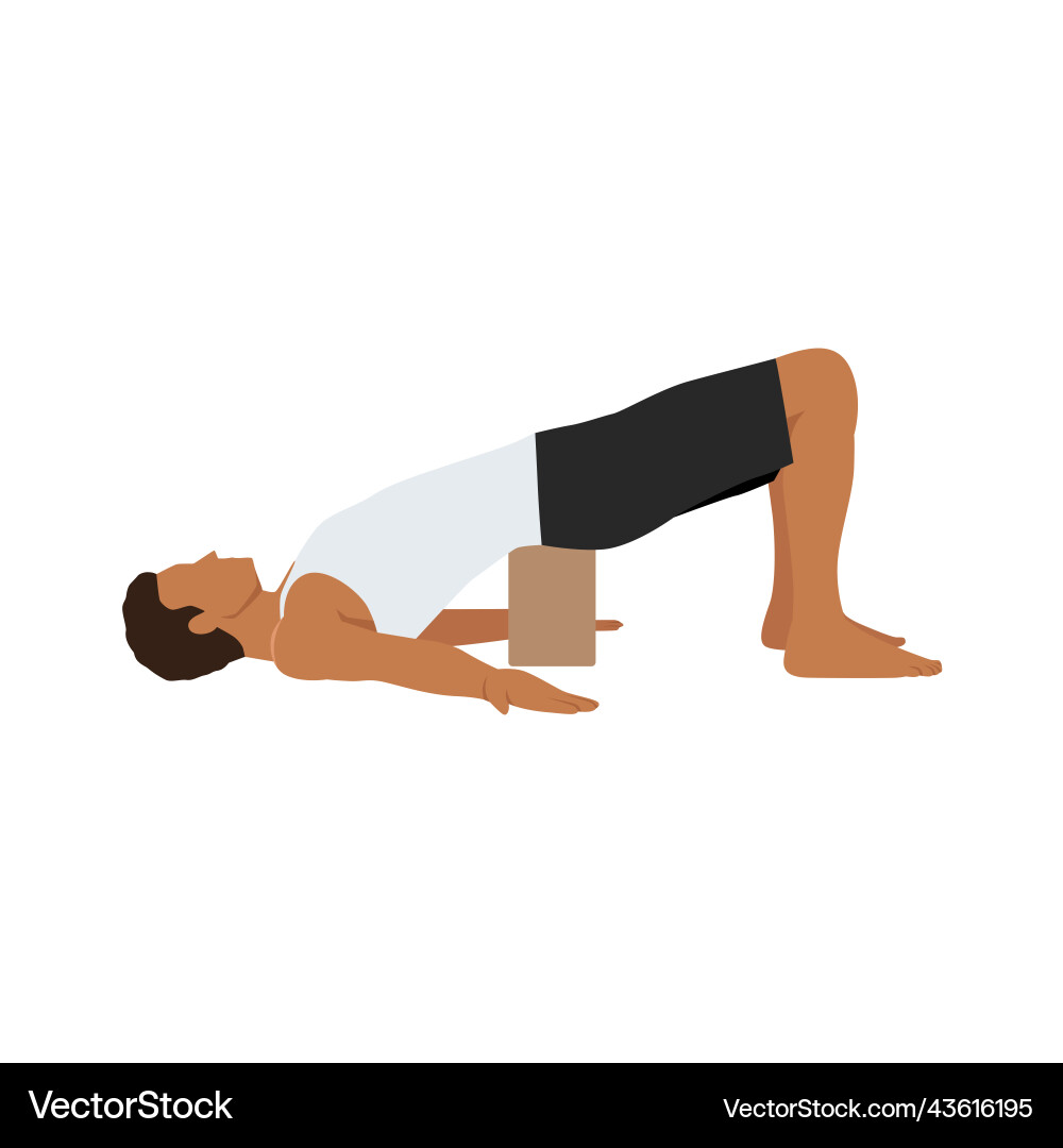 Man doing bridge pose setu bandha sarvangasana Vector Image