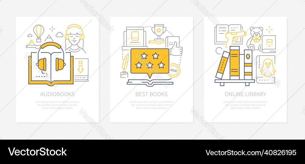 Online library - modern line design style banners Vector Image