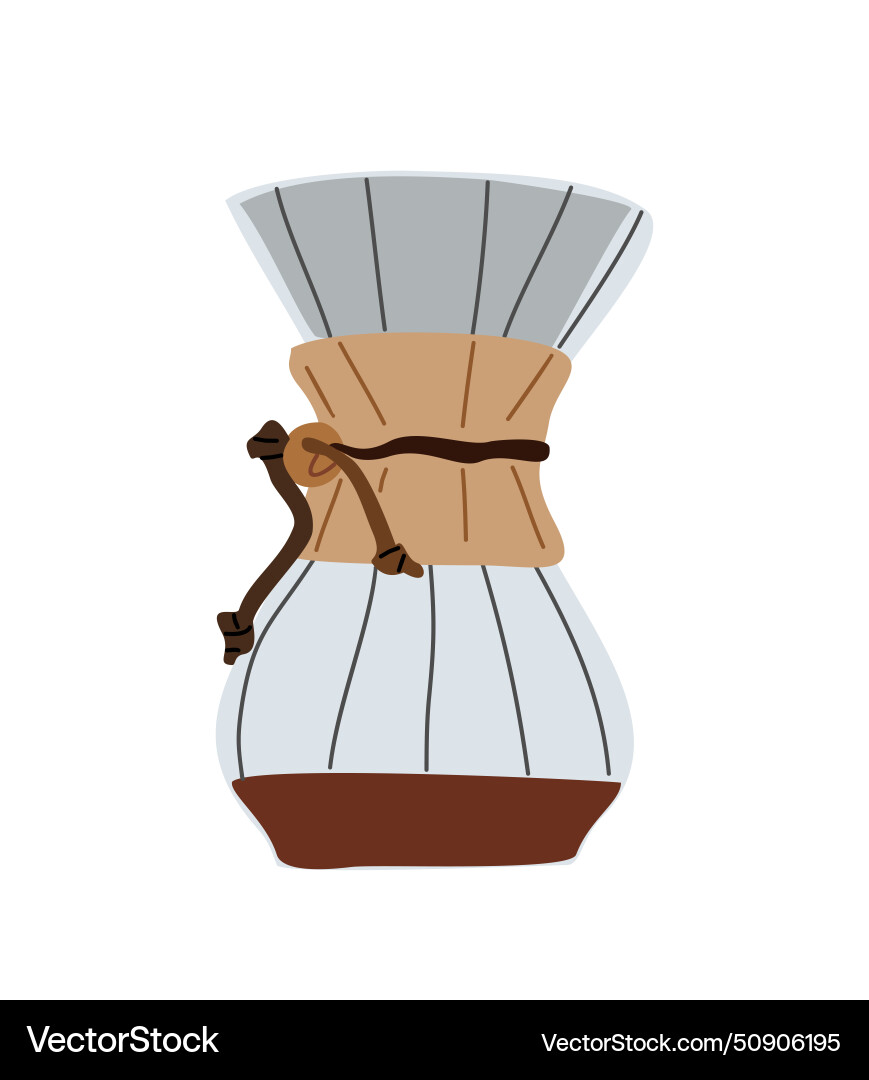 Retro coffee dripper with paper filter isolated Vector Image
