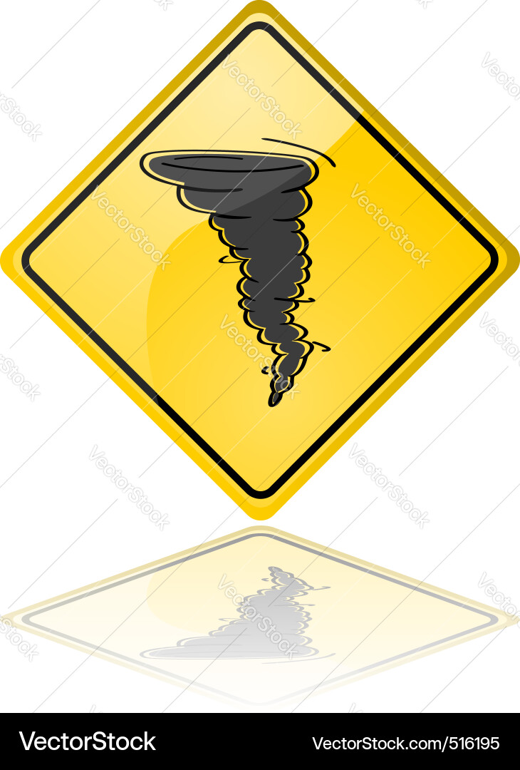 Tornado warning sign Royalty Free Vector Image