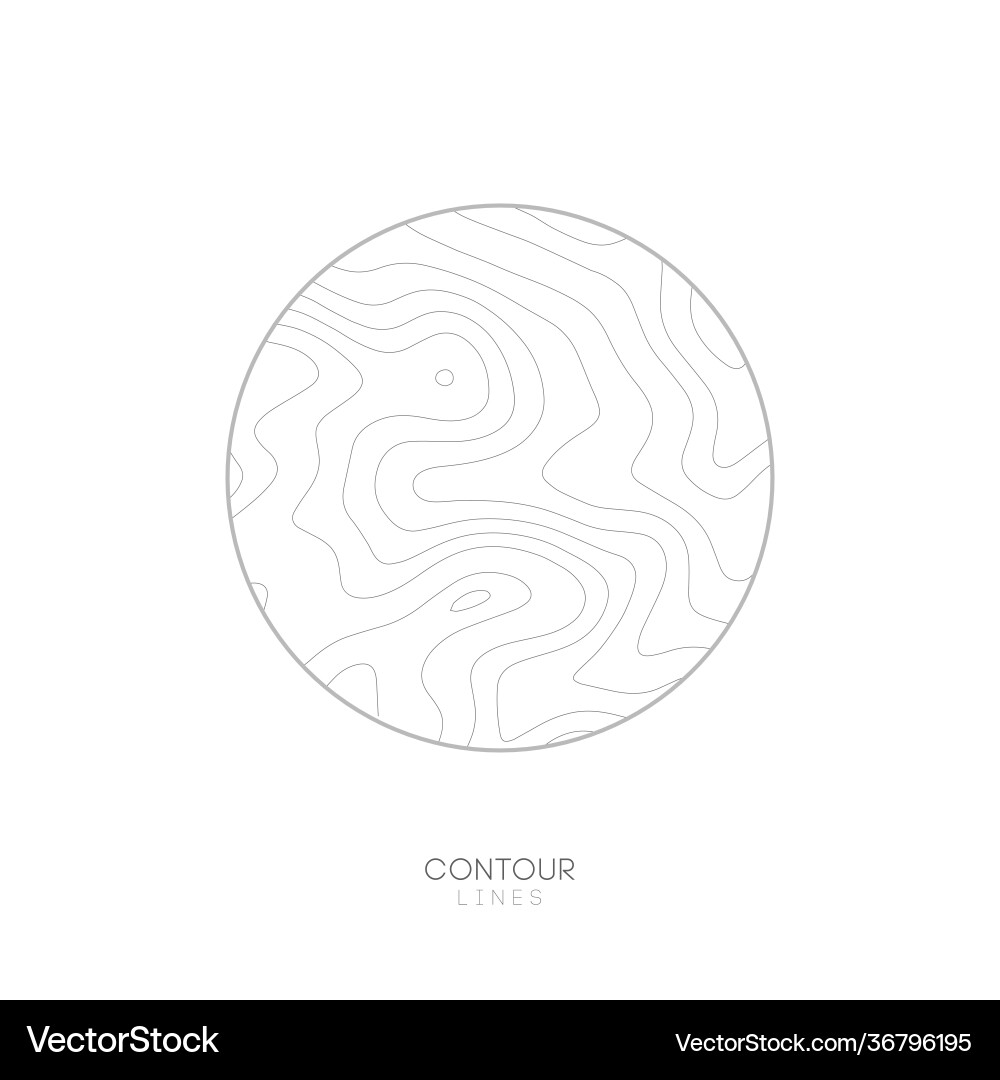 White topographic map circle logo concepttopo Vector Image
