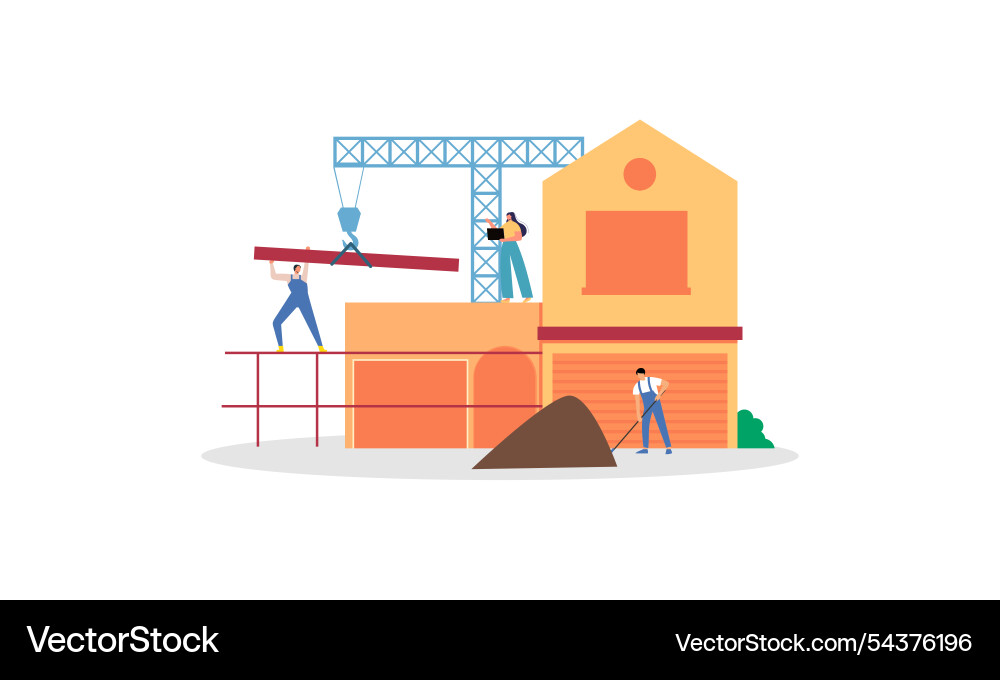 Building house process at construction site work Vector Image