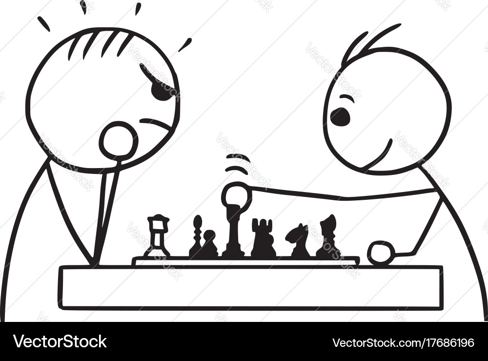 Chess Game Stick Figures Royalty Free Vector Image