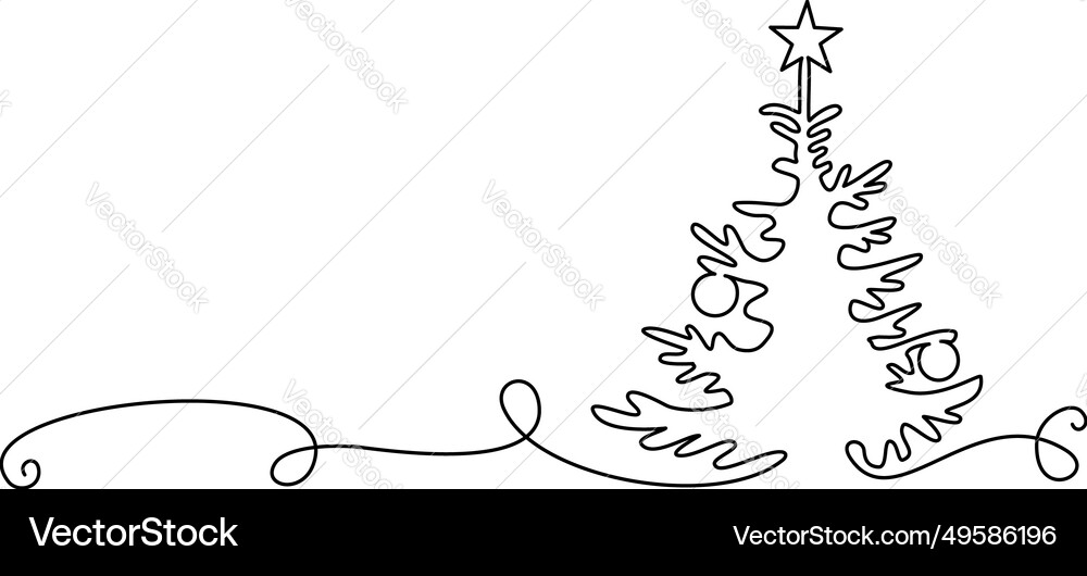 Elegant Christmas Fir Tree Stroke Royalty Free Vector Image