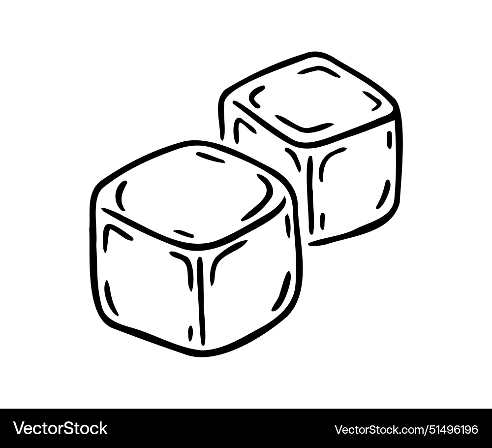 Ice cubes doodle icon sign icy cube symbol hand Vector Image