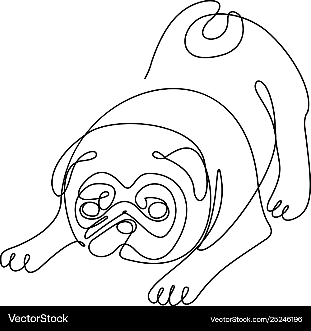 Pug dogone line drawing Royalty Free Vector Image