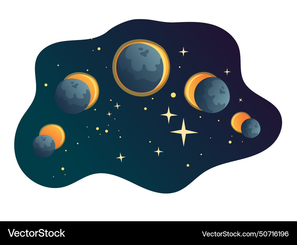 Solar eclipse cycle background Royalty Free Vector Image