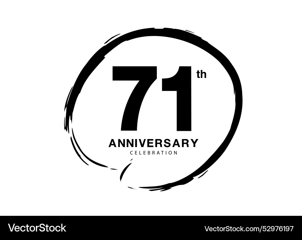 71 years anniversary celebration logo black Vector Image