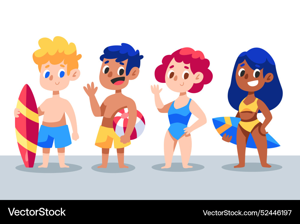Cartoon people with summer clothes collection Vector Image