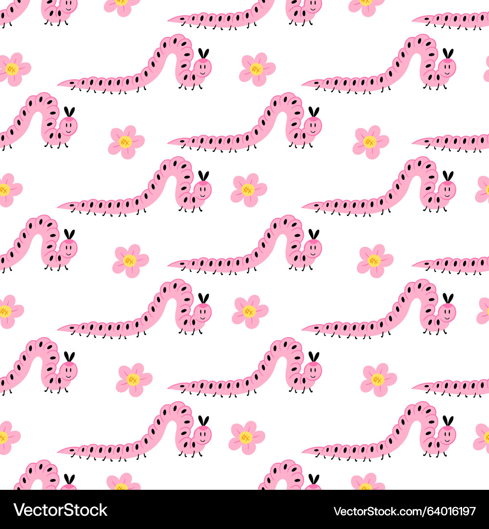 Cute Caterpillar Spring Pattern – Royalty-Free Vector | VectorStock
