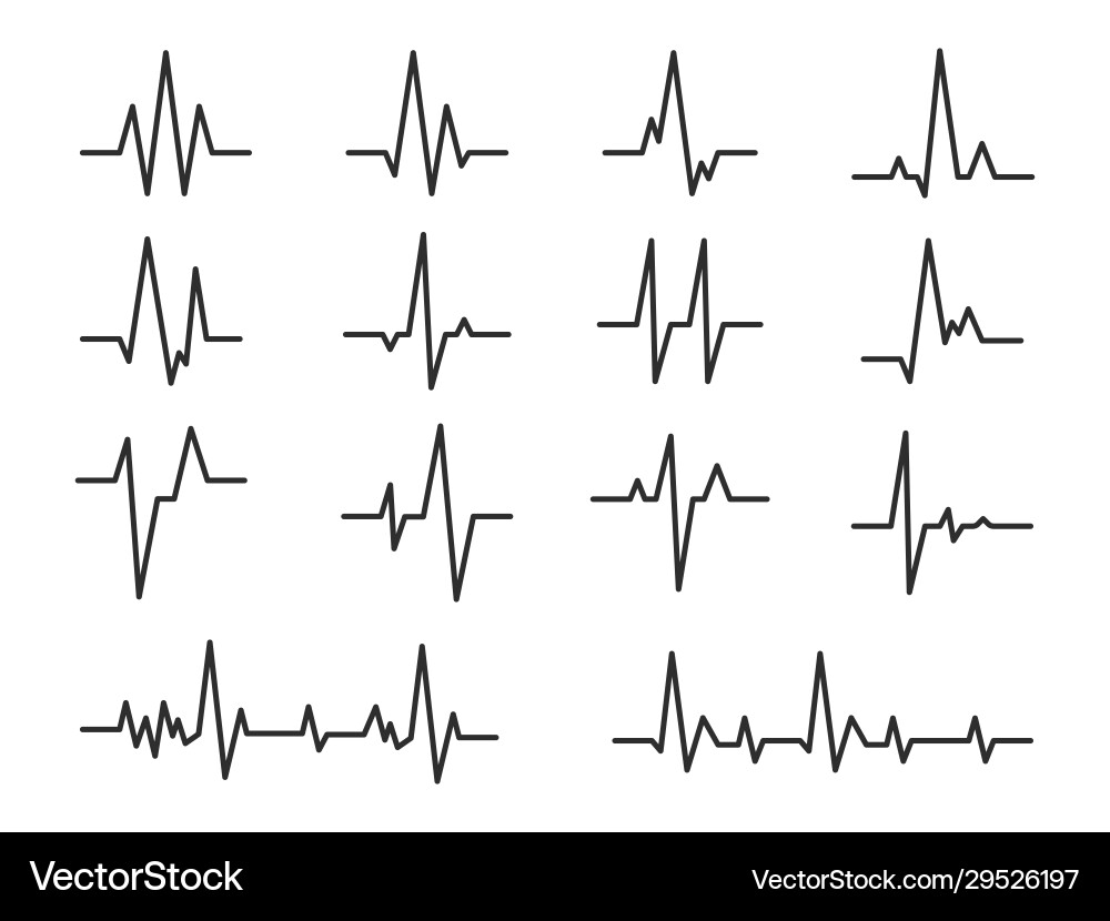 Ecg sinusoidal pulse lines frequency heartbeat Vector Image
