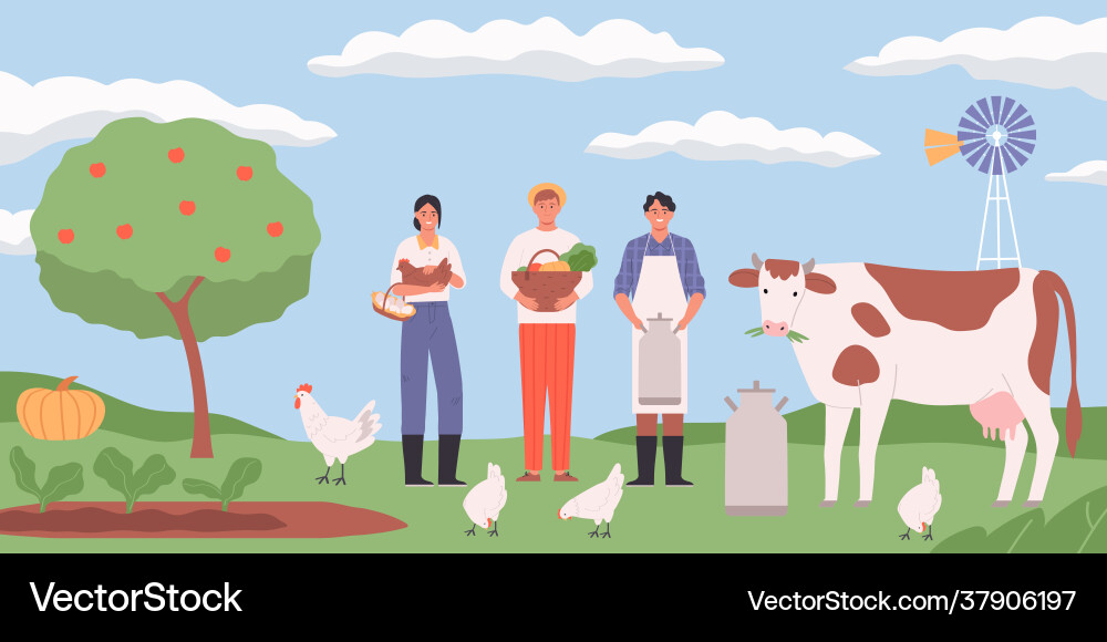 Farm flat background Royalty Free Vector Image