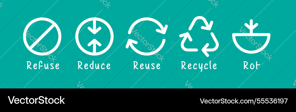 Icon refuse waste garbage reduce reuse Royalty Free Vector