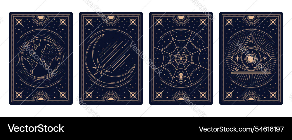 Magic occult tarot cards esoteric celestial frames