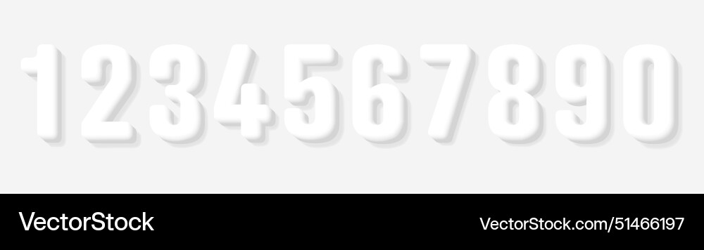 Numbers 3d typeface volume figures white Vector Image