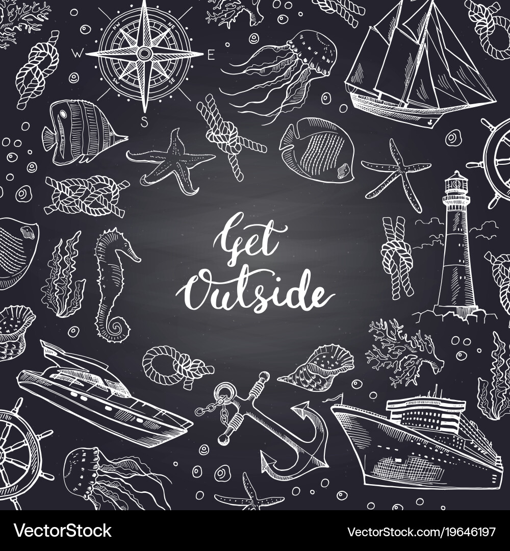 Ocean Sketch Elements Royalty Free Vector Image