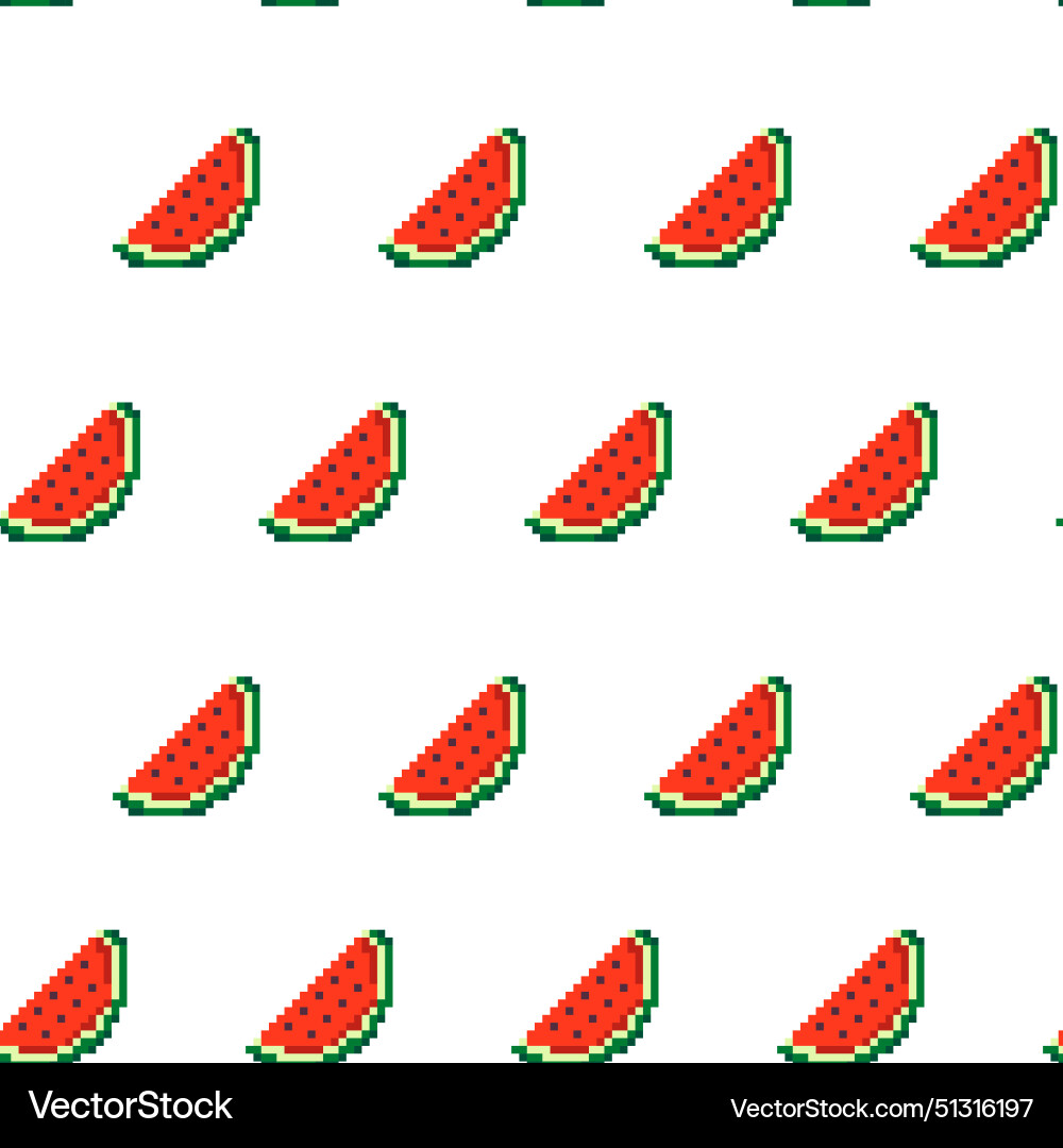 Pixel art watermelon seamless pattern Royalty Free Vector