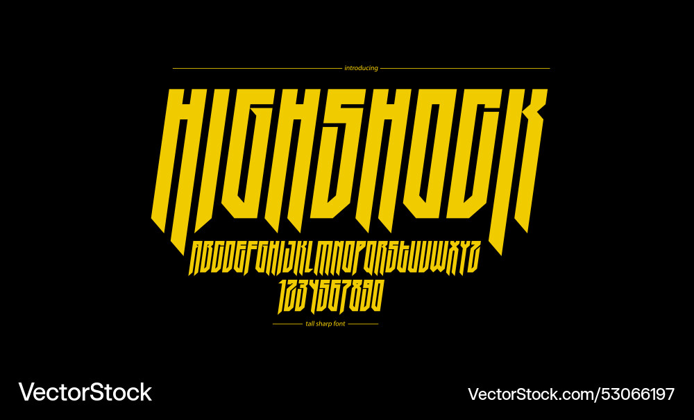 Sharp and bold condensed gothic font for logo Vector Image