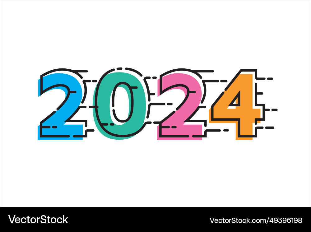 2024 happy new year number design template Vector Image