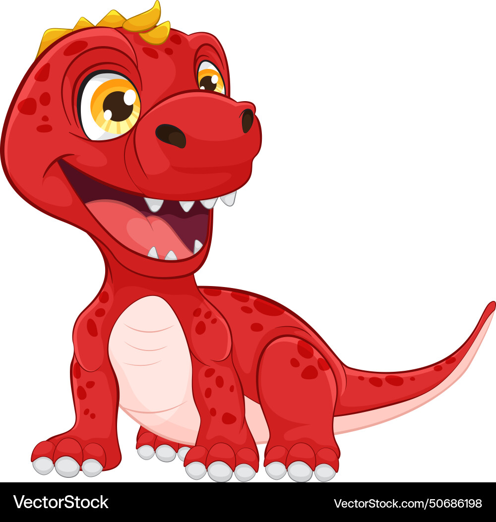 A happy red dinosaur with big smile – Royalty-Free Vector | VectorStock