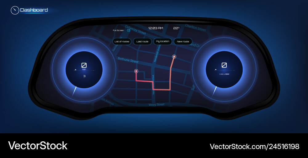 Automotive dashboard in hud style Royalty Free Vector Image