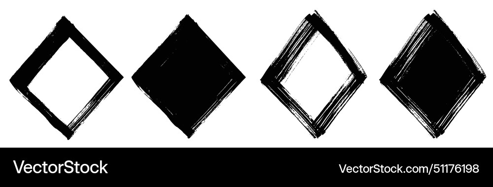Brush strokes set of rhombus text boxes Royalty Free Vector