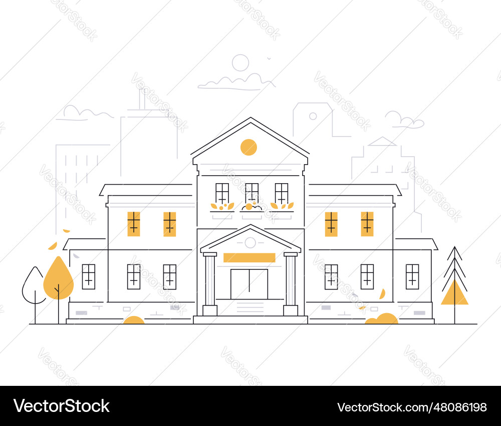 Courthouse in the city - modern line design style Vector Image